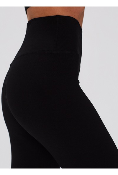 Comm-Ci Yüksek Bel Düz Siyah Kadın Ornagik Tayt - Amber 1017