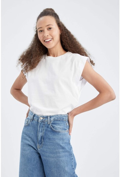 DeFacto Regular Fit Bisiklet Yaka kolu Çift Katlama Detaylı Basic Tişört Y3205AZ22SM DeFacto Regular Fit Bisiklet Yaka kolu Çift Katlama Detaylı Basic Tişört Y3205AZ22SM