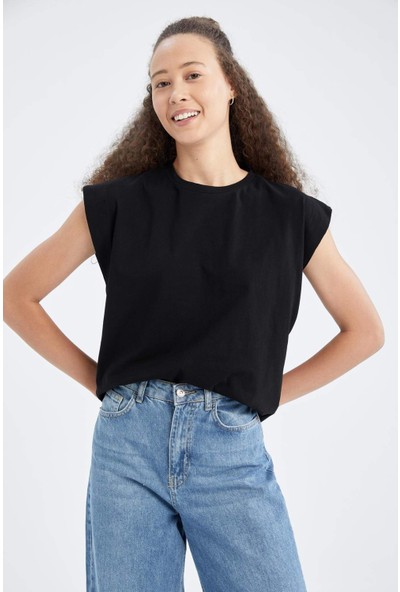 DeFacto Regular Fit Bisiklet Yaka kolu Çift Katlama Detaylı Basic Tişört Y3205AZ22SM DeFacto Regular Fit Bisiklet Yaka kolu Çift Katlama Detaylı Basic Tişört Y3205AZ22SM