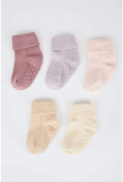 DeFacto Kız Bebek Pamuklu Kaydırmaz Tabanlı 5'li Uzun Çorap X6285A2NS DeFacto Kız Bebek Pamuklu Kaydırmaz Tabanlı 5'li Uzun Çorap X6285A2NS