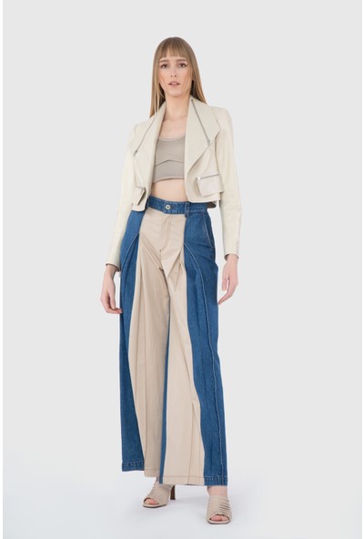 GIZIA Fermuar Detaylı Bej Ceket