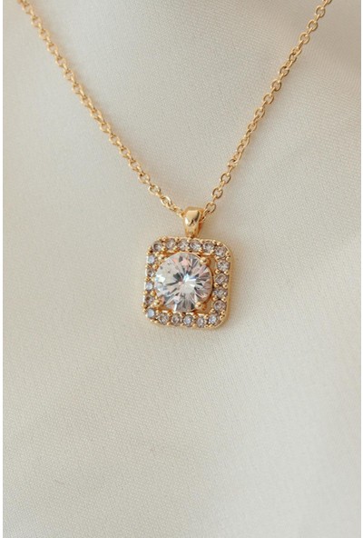 Clariss Kristal ve Zirkon Taşlı Oval Kolye