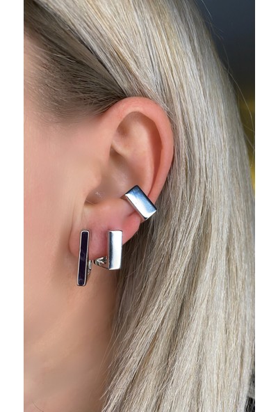 The Goyas Accesories Orta Boy Kare Silver Küpe The Goyas Accesories Orta Boy Kare Silver Küpe