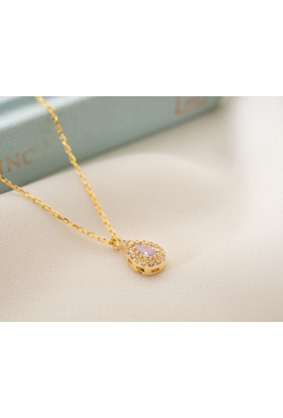 925 Ayar Gümüş Haziran Ayı Doğum Taşı ( Alexsandrite ) Damla Kolye