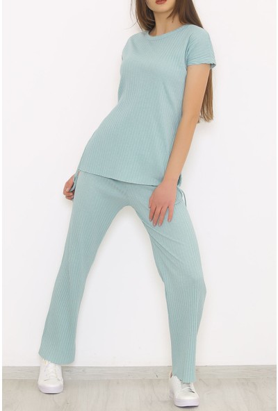 Makri Pazar Yan Büzgülü Fitilli Takım Mint - 9069.1567. Makri Pazar Yan Büzgülü Fitilli Takım Mint - 9069.1567.