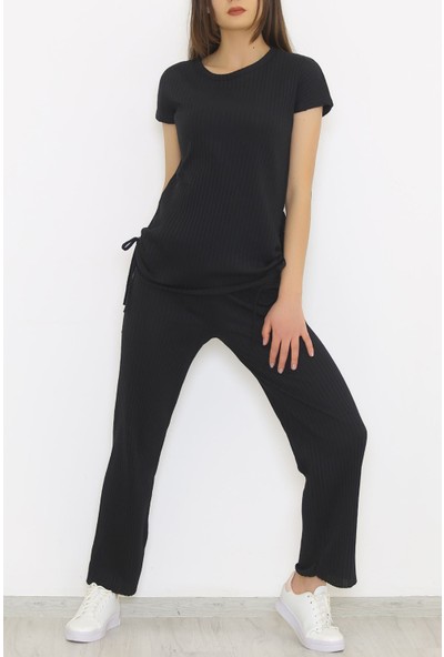 Makri Pazar Yan Büzgülü Fitilli Takım Siyah - 9069.1567. Makri Pazar Yan Büzgülü Fitilli Takım Siyah - 9069.1567.