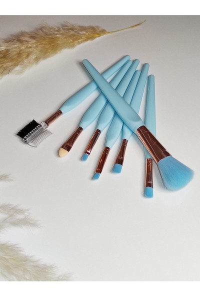 Gold Beauty 7'li Makyaj Fırça Seti (Bebe Mavisi)