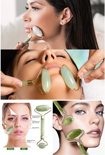 Doğal Çift Taraflı Yeşim Taşı Masaj Aleti Roller