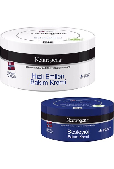 Neutrogena Besleyici Bakım Kremi 200 ml + Hızlı Emilen Bakım Kremi 300 ml