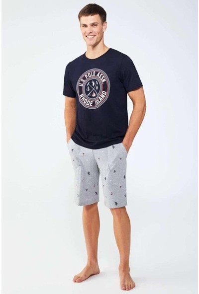 U.S. Polo Assn. U.s Polo Assn. 18543 Erkek T-Shirt Şort Pijama Takım-Lacivert