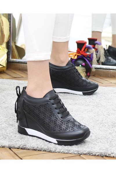 Nesil Shoes Dnr 286 Siyah Gizli Topuk Günlük Kadın Ayakkabısı