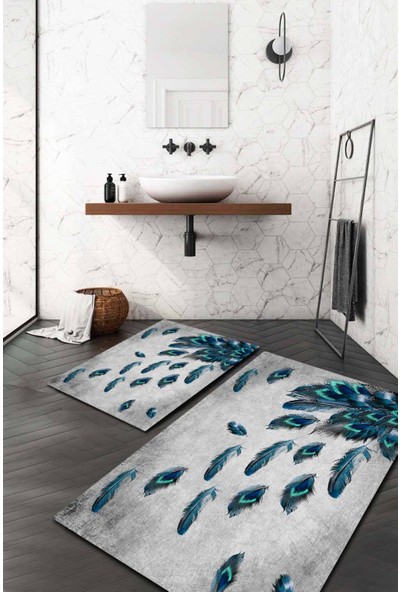 Esta Halı Gri Tüy Desenli 2'li Halı Takımı (60X100/40X60) - ES1340 Esta Halı Gri Tüy Desenli 2'li Halı Takımı (60X100/40X60) - ES1340