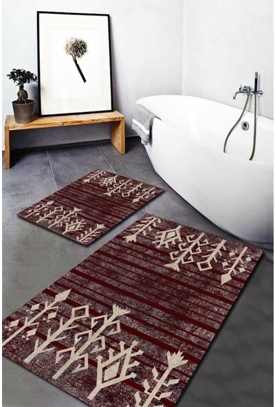 Esta Halı Bordo Etnik Desenli 2'li Halı Takımı (60X100/40X60) - ES1206 Esta Halı Bordo Etnik Desenli 2'li Halı Takımı (60X100/40X60) - ES1206