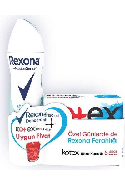 Rexona Shower Fresh Deo. 150 ml + Kotex Gece 6