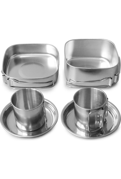 6 Adet Açık Pot Set Kamp Çorba Kahve Su Bardak Paslanmaz