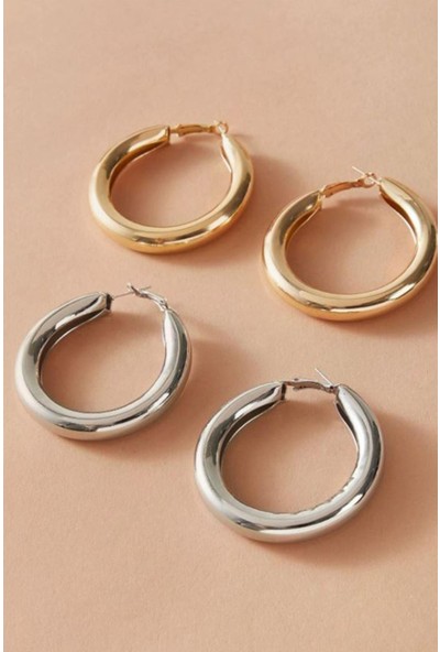 New Obsessions Küçük Boy Boru Halka Küpe Seti 2 cm