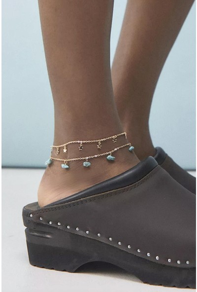 New Obsessions Turkuaz Doğaltaş ve Yıldız Figürlü Halhal Kombini- 2 Ayrıkı Zincir New Obsessions Turkuaz Doğaltaş ve Yıldız Figürlü Halhal Kombini- 2 Ayrıkı Zincir