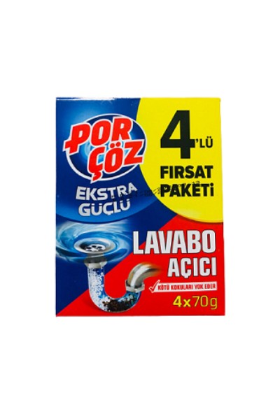 Porçöz Lavabo Açıcı Toz 4 x 70GR Porçöz Lavabo Açıcı Toz 4 x 70GR