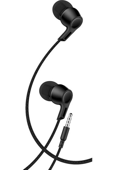 Yüksek Ses Kaliteli Kablolu Kulaklık 3.5 mm Jack Mikrofonlu Kablolu Siyah Kulaklık