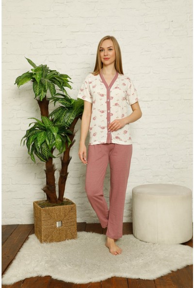Tampap Kadın Düğmeli Kısa Kollu Pijama Takımı Tampap 1142 Tampap Kadın Düğmeli Kısa Kollu Pijama Takımı Tampap 1142