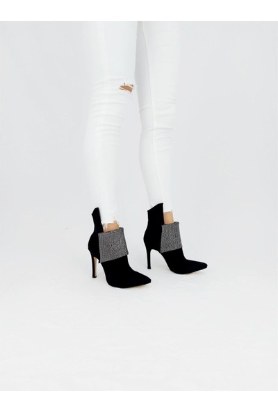 udbyswoman Kennard Siyah Süet Taşlı Topuklu Bot