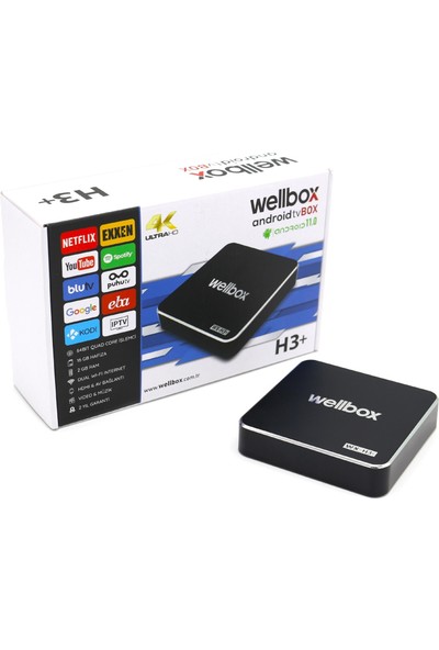 Wellbox H3+ Android Tv Box Tvbox Iptv Media Player 2gb Ram 16GB Hafıza Android 11 Wellbox H3+ Android Tv Box Tvbox Iptv Media Player 2gb Ram 16GB Hafıza Android 11