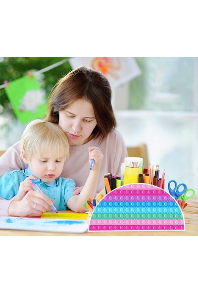 Notpa Ahşap Popit Desenli Gökkuşağı Kalemlik Çocuklar Için Masaüstü Kalemlik Kalem Kutusu Organizer Notpa Ahşap Popit Desenli Gökkuşağı Kalemlik Çocuklar Için Masaüstü Kalemlik Kalem Kutusu Organizer