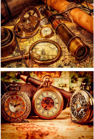 Nova Puzzle 2X2000 Parça Antika Saatler ve Yeni Hedefler Puzzle Seti