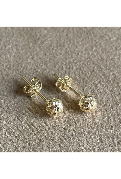 Onseva Kuyumculuk Işıltılı Top Küpe Kadın 8 Ayar