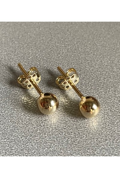 Onseva Kuyumculuk Altın Top Küpe Düz Kadın 8A