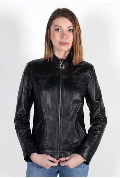 Woog Selin Model Kadın Siyah Hakiki Deri Ceket Woog Selin Model Kadın Siyah Hakiki Deri Ceket