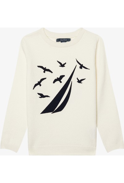 Nautica Kız Çocuk Kırık Beyaz Baskılı Triko Kazak 17SG410T.1MA Nautica Kız Çocuk Kırık Beyaz Baskılı Triko Kazak 17SG410T.1MA