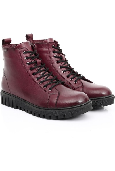 Gönderi(r) Deri Yuvarlak Burun Kauçuk Taban Fermuarlı Bağcıklı Kadın Günlük Bot 10402