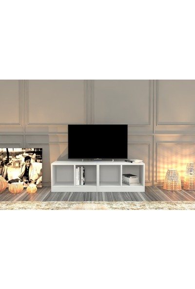 BK Concept Kitaplikli Tv Ünitesi Beyaz 130 cm TVT-1006