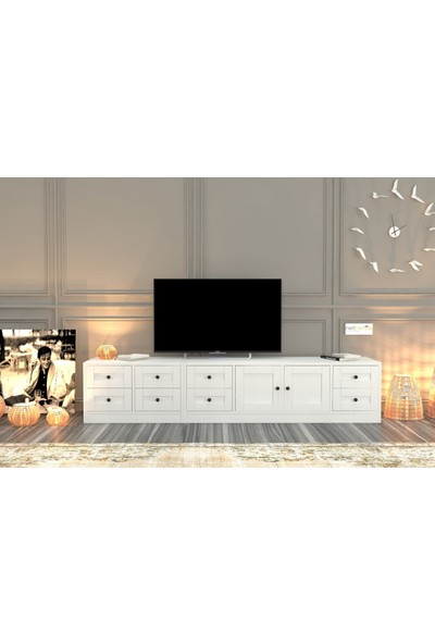 BK Concept Dolapli Çekmeceli Tv Ünitesi Beyaz 195 cm TVT-1035 BK Concept Dolapli Çekmeceli Tv Ünitesi Beyaz 195 cm TVT-1035