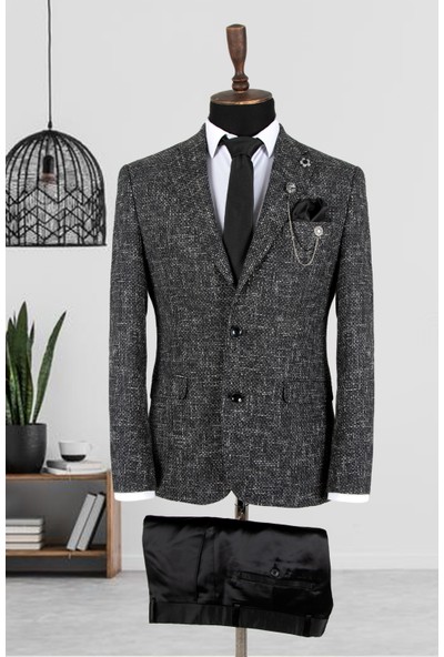 Deepsea Erkek Antracite Kareli Tek Düğmeli Slim Fit Ceket 2001660 Deepsea Erkek Antracite Kareli Tek Düğmeli Slim Fit Ceket 2001660