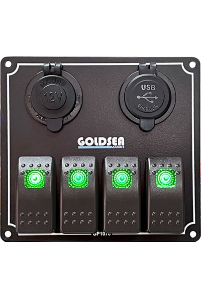 Goldsea Marine Goldsea Switch Panel 4 Lü Şarj - USB Soketli Sigorta Paneli Goldsea Marine Goldsea Switch Panel 4 Lü Şarj - USB Soketli Sigorta Paneli