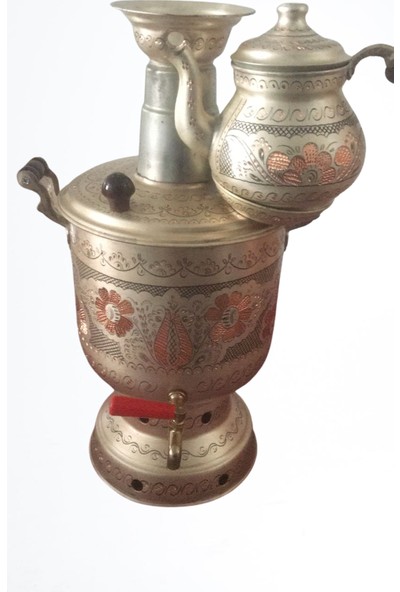 Erzurum Bakırı el Işçiliği Kömürlü Semaver Takımı 8 Lt Mat Gümüş Erzurum Bakırı el Işçiliği Kömürlü Semaver Takımı 8 Lt Mat Gümüş