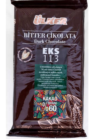 Ülker Bitter Kuvertür 2,5 kg %60 - Eks 113 Ülker Bitter Kuvertür 2,5 kg %60 - Eks 113