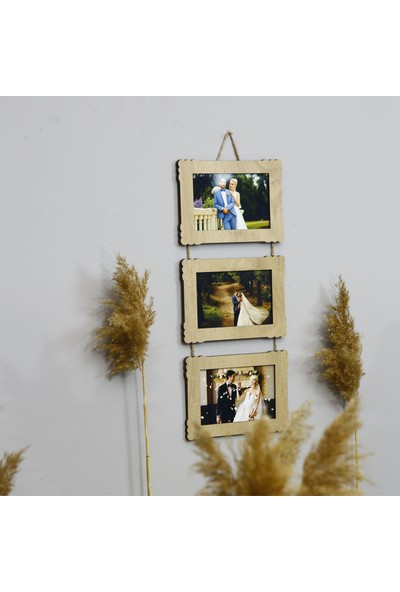 Hanem Grup Ahşap 3'lü 10X15 cm Ipli Fotoğraf Askılı Yatay Hanem Grup Ahşap 3'lü 10X15 cm Ipli Fotoğraf Askılı Yatay