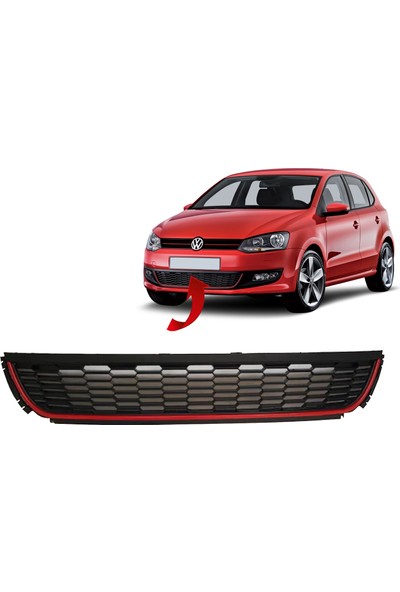 Gkl Vw Polo Ön Tampon Orta Izgara Gti Tipi 2009-2014 6R0853671RED Gkl Vw Polo Ön Tampon Orta Izgara Gti Tipi 2009-2014 6R0853671RED