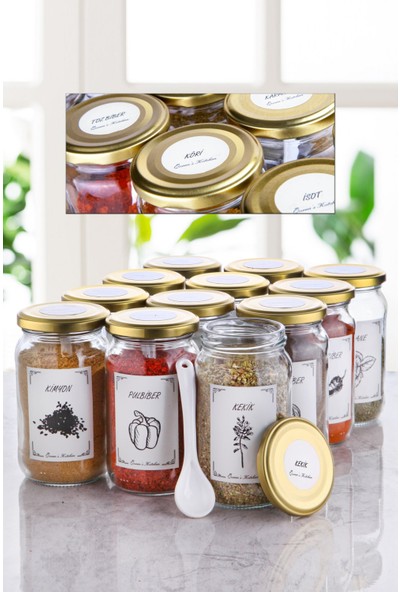 12ADET Kaşıklı Hava Almaz 370ML Cam Kavanoz Seti 12ADET Kaşıklı Hava Almaz 370ML Cam Kavanoz Seti