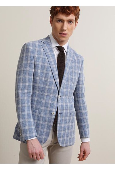 Kip Mono Yaka Modern Fit Mavi Erkek Ceket - CK-1254 Kip Mono Yaka Modern Fit Mavi Erkek Ceket - CK-1254