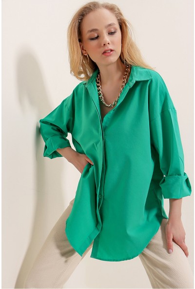 Hakke Oversize Uzun Basic Gömlek