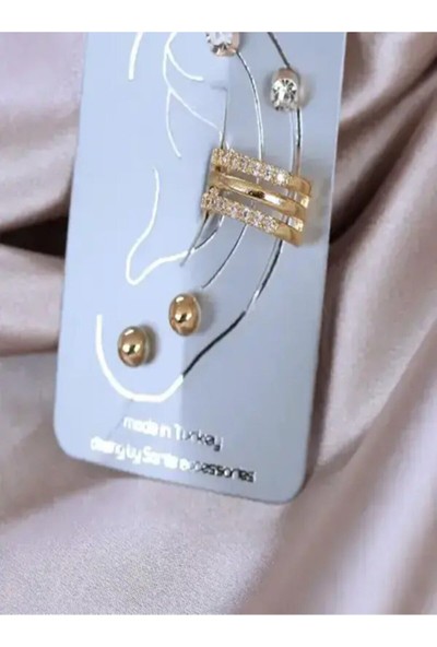 Glcn Takı Metal Zirkon Taşlı Kıkırdak Küpe