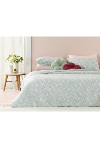 English Home Leafy Braid Pamuk Çift Kişilik Nevresim Takımı 200X220 cm Seledon