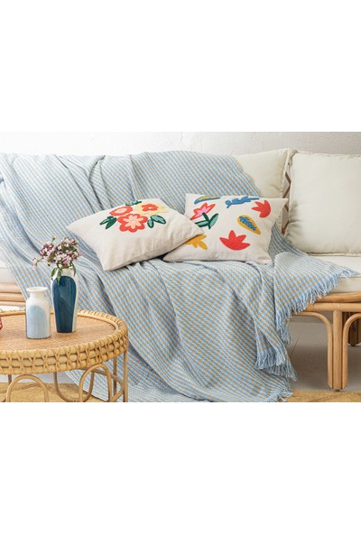 English Home Gia Koltuk Örtüsü 170X180 cm Sarı - Mavi