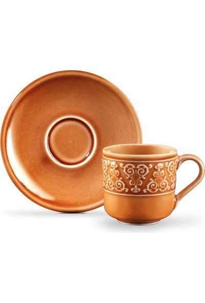 Madame Coco Gloria 2'li Kahve Fincan Seti - Turuncu