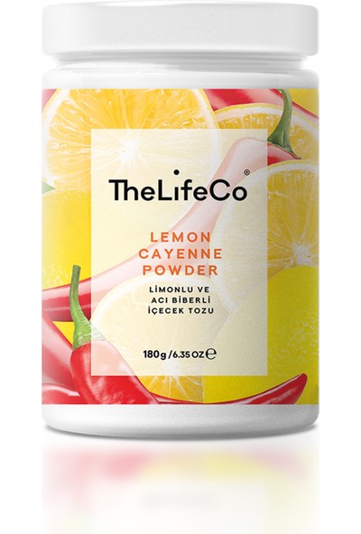TheLifeCo Limonlu Acı Biberli Içecek Tozu 180 gr (Lemon Cayenne - Detoks İçecek Tozu - Metabolizma) TheLifeCo Limonlu Acı Biberli Içecek Tozu 180 gr (Lemon Cayenne - Detoks İçecek Tozu - Metabolizma)