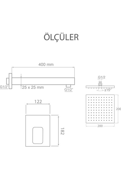 Mıstillo Kare Ankastre Duş Seti Sıva Altı Mıstillo Kare Ankastre Duş Seti Sıva Altı